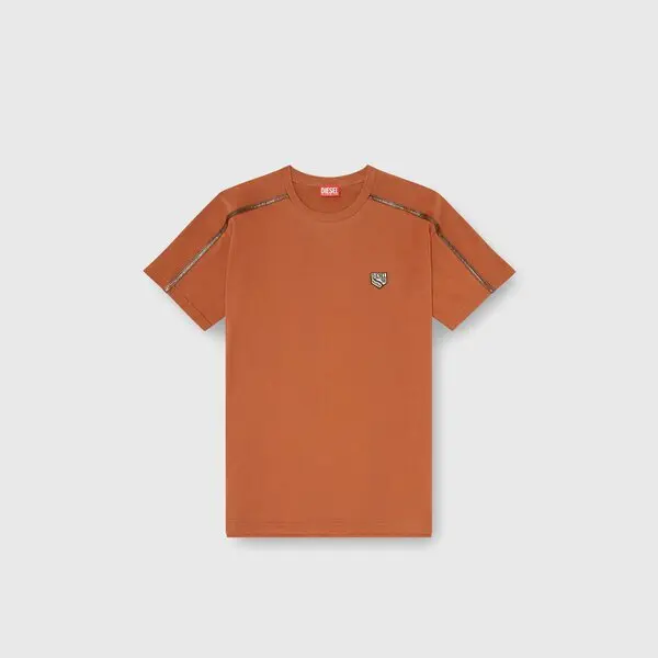 DIESEL® T-shirt With Contrast Trims And Logo Patch - Orange