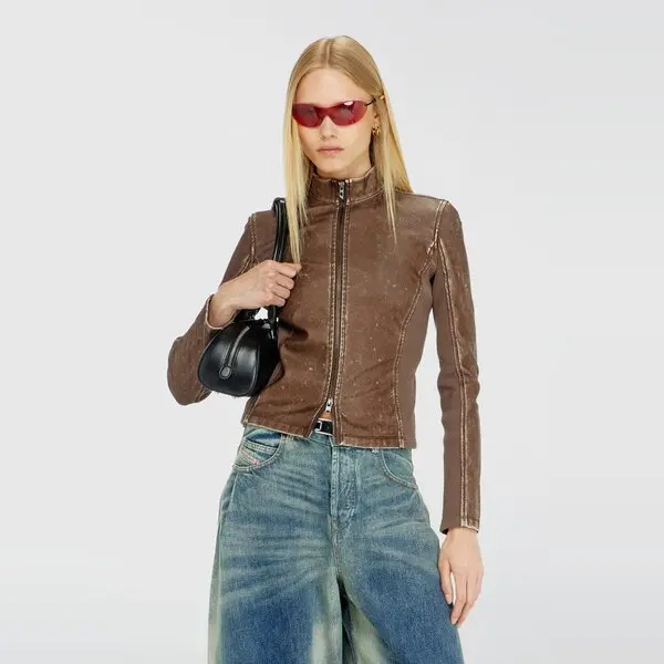 DIESEL® Biker Jacket With Rib-knit Inserts