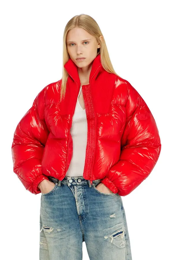 DIESEL® Down Puffer Jacket With Knitted Collar