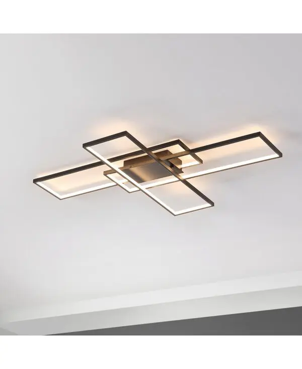 JONATHAN Y Palco Contemporary Minimalist Metal Adjustable Dimmable Geometric Integrated Led Flush Mount - Black