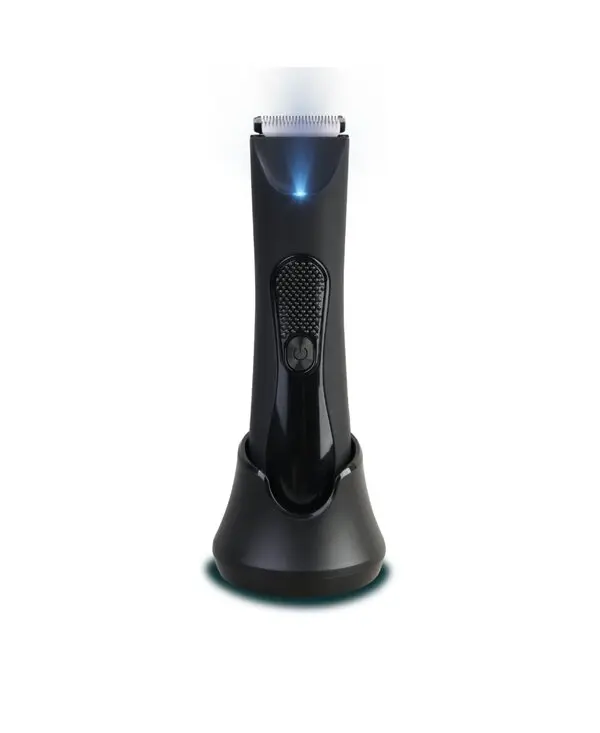 Perry Ellis Waterproof Rechargeable Body Hair Trimmer With Ceramic Blades And Charging Stand - Black