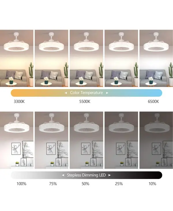 COSTWAY 23' Inch Led Light Adjustable Color 3 Speeds Remote Control Fan