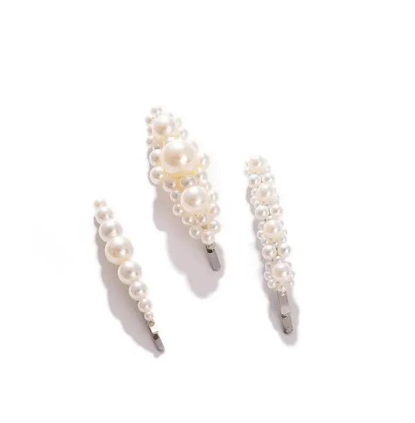 SOHI Embellished Hairpin Set - White