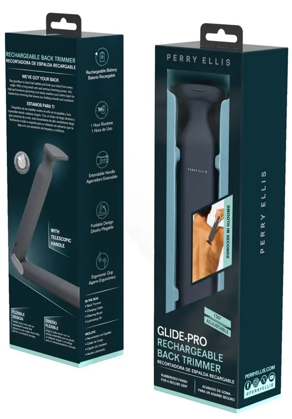 Perry Ellis Foldable Rechargeable Back Hair Trimmer For Hard To Reach Grooming