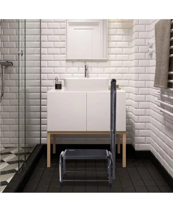 COSTWAY Non-slip Handy Support Step Stool With Handle, 330 Lbs Load Capacity