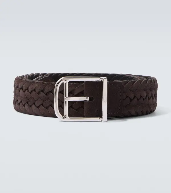 Brioni Braided Suede Belt - Brown