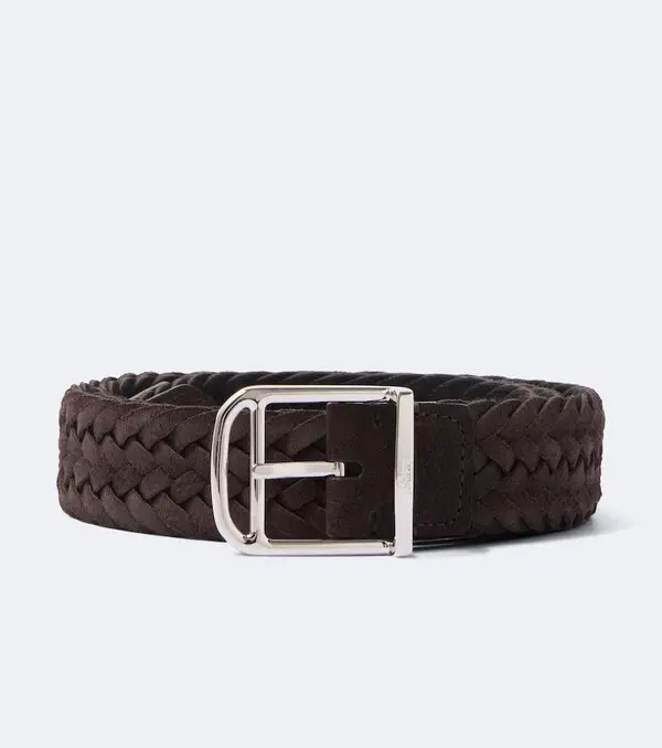 Brioni Braided Suede Belt - Brown