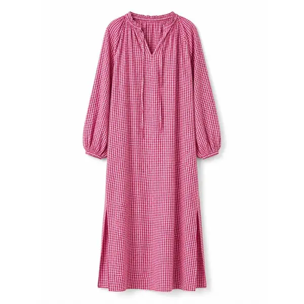 Mind Traveler Matilde Burgundy Gingham Dress