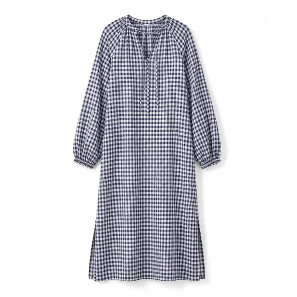 MIND TRAVELER Matilde Navy Gingham Dress