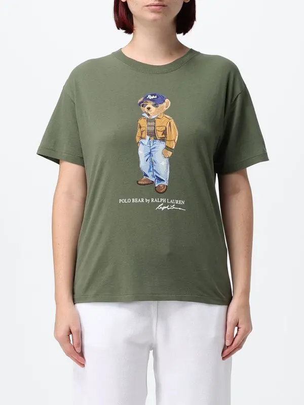 Polo Ralph Lauren Slim Fit Cotton T-shirt With Teddy Bear Print - Olive