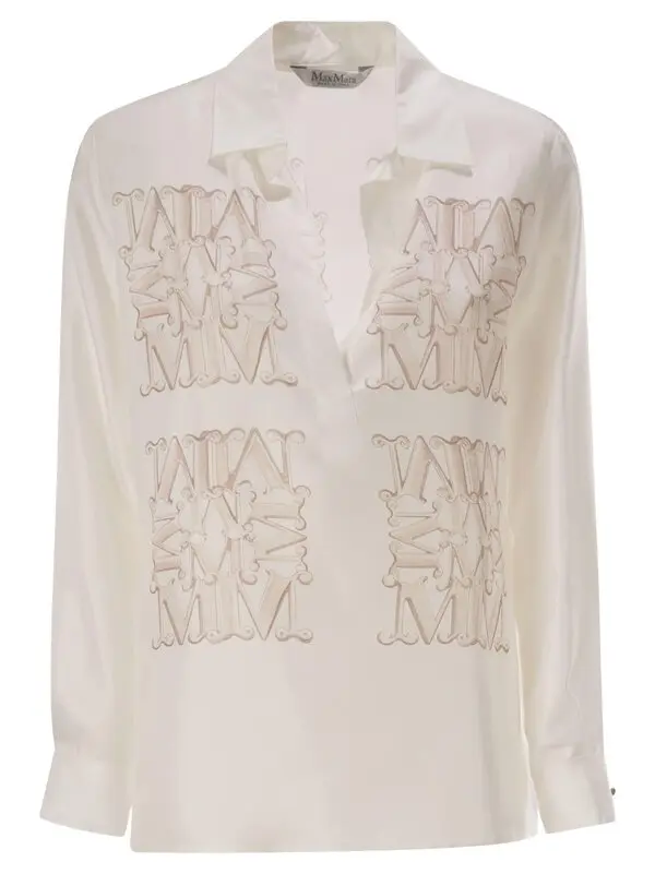 Max Mara Silk Shirt With Monogram Print - Multicolor