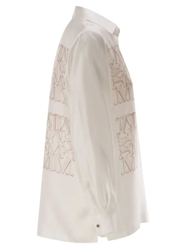 Max Mara Silk Shirt With Monogram Print - White