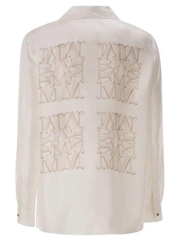 Max Mara Silk Shirt With Monogram Print - White