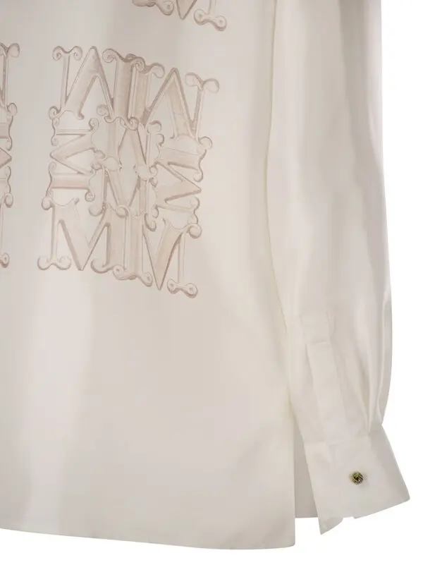 Max Mara Silk Shirt With Monogram Print - White