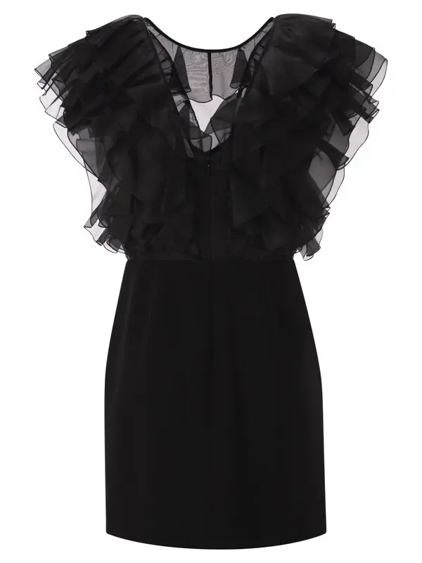 Max Mara Silk Mini Dress With Organza Ruffles