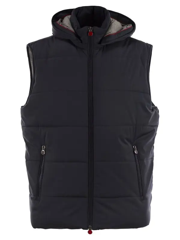 Kiton Hooded Sleeveless Jacket - Blue