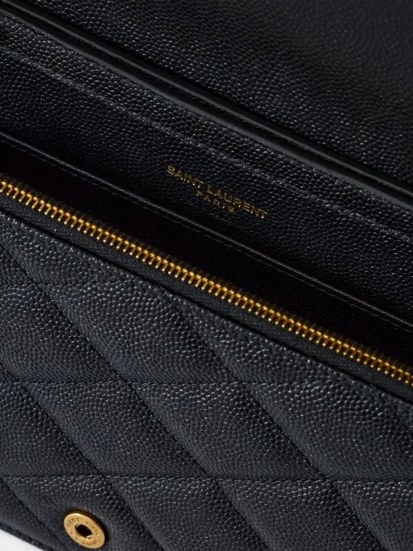 Saint Laurent Paris Leather Crossbody Bag With Metal Cassandre Logo