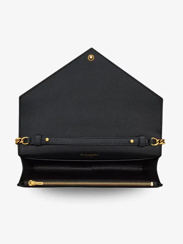 Saint Laurent Paris Leather Crossbody Bag With Metal Cassandre Logo