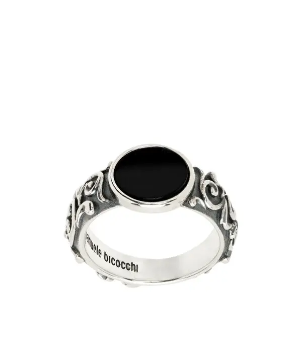 Emanuele Bicocchi Arabesque Onyx Chevalier Ring - White