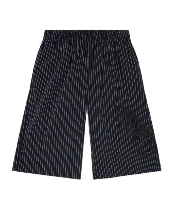 DIESEL® Pinstriped Phoenix-embroidered Shorts - Black