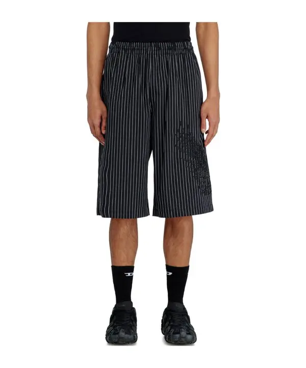 DIESEL® Pinstriped Phoenix-embroidered Shorts