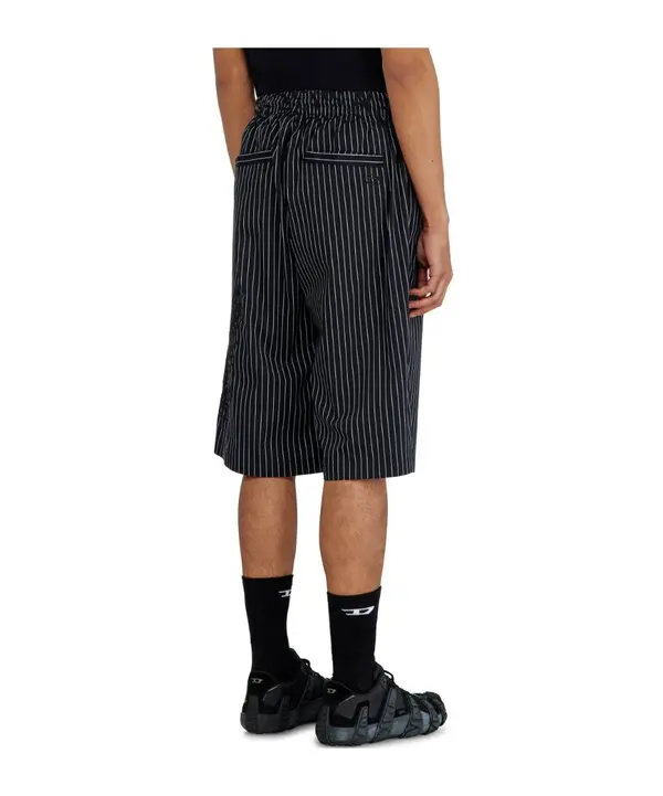 DIESEL® Pinstriped Phoenix-embroidered Shorts
