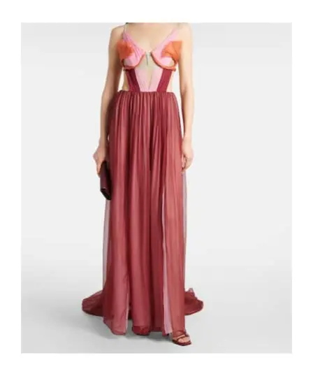 NENSI DOJAKA Dahlia Silk Open-back Bustier Gown