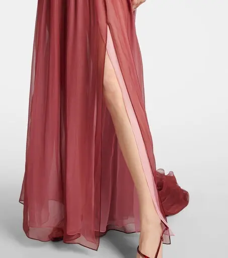 NENSI DOJAKA Dahlia Silk Open-back Bustier Gown