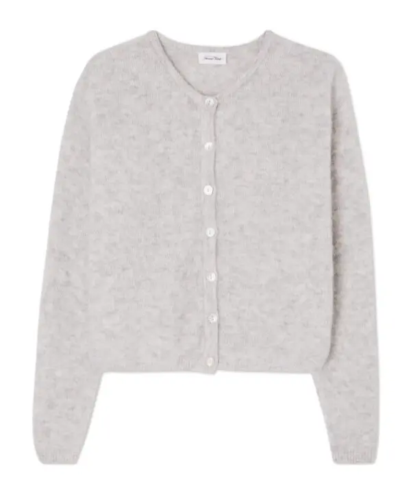 American Vintage Long-sleeved Cardigan - Gris Clair Chine