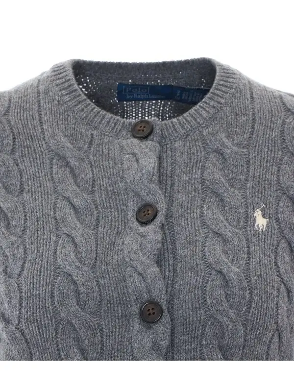 Polo Ralph Lauren Cable Knit Crewneck Cardigan - Grey