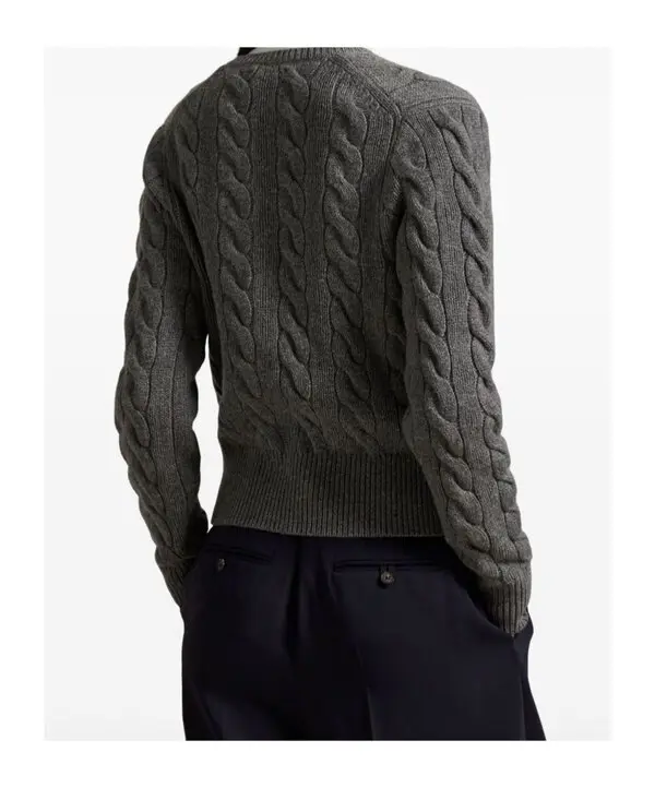 Polo Ralph Lauren Cable Knit Crewneck Cardigan - Grey