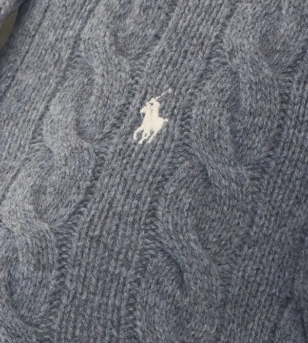 Polo Ralph Lauren Cable Knit Crewneck Cardigan - Grey