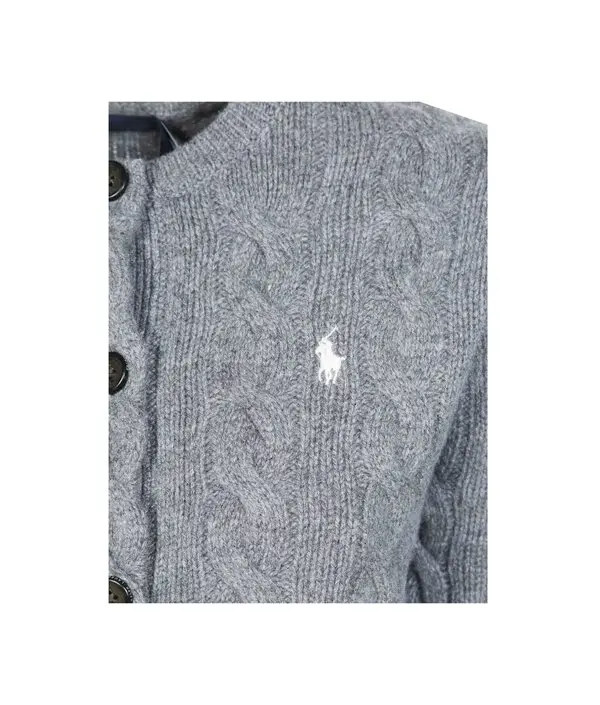 Polo Ralph Lauren Cable Knit Crewneck Cardigan - Grey