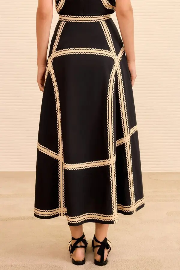 Ulla Johnson Norah A-line Trim Midi Skirt