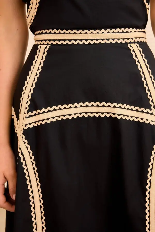 Ulla Johnson Norah A-line Trim Midi Skirt