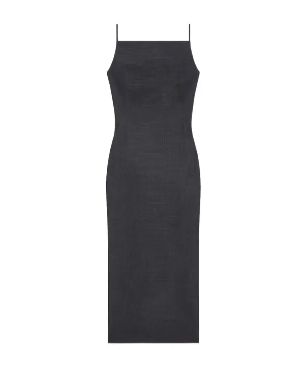 Givenchy Sliced Midi Dress In Wool - Black