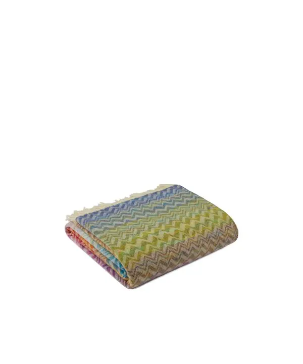 Missoni Zig-zag Striped Fringed Throw - Gray