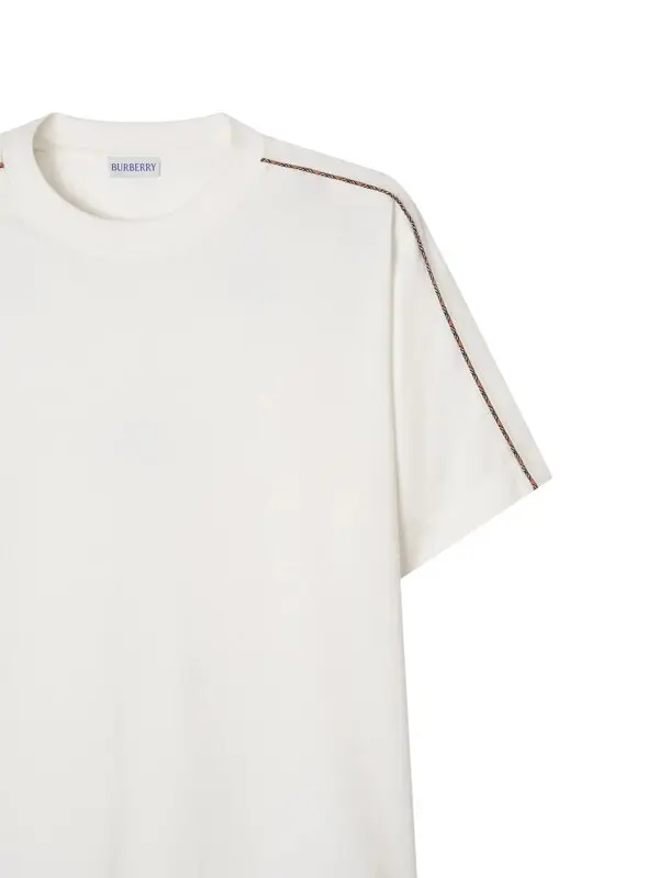 Burberry Check Piping Crewneck T-shirt - Chalk White