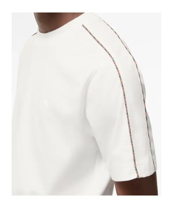 Burberry Check Piping Crewneck T-shirt - Chalk White