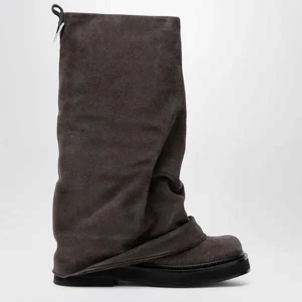 Attico Robin Suede Combat Boots - Gray