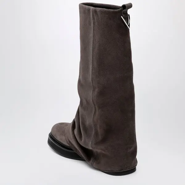 Attico Robin Suede Combat Boots - Gray
