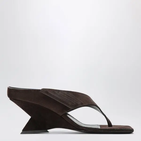 Attico Cheope Suede Thong Sandals - Brown