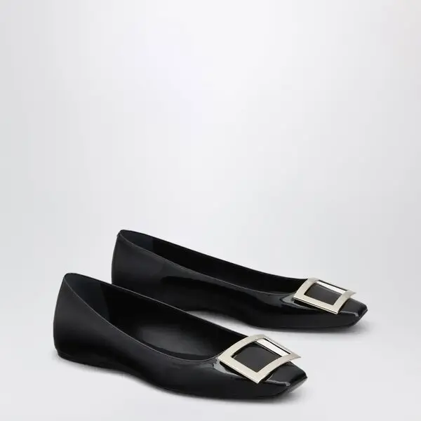 ROGER VIVIER Patent Leather Ballet Flats With Metal Buckle - Black