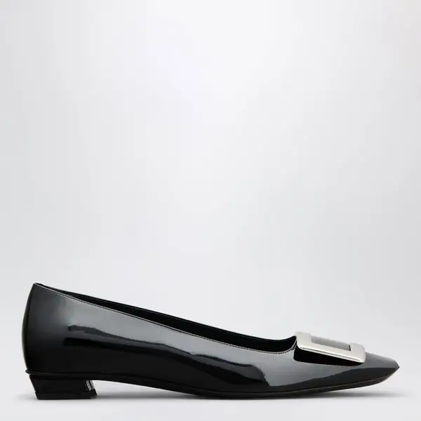 ROGER VIVIER Belle Vivier Patent Leather Ballet Flats With Metal Buckle - Black