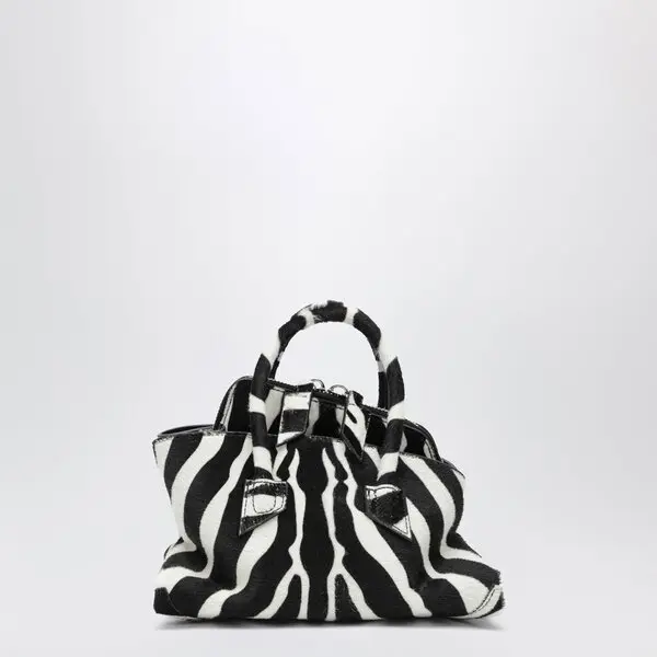 Attico La Passeggiata Mini Bag In Black And Pony Hair Leather - White
