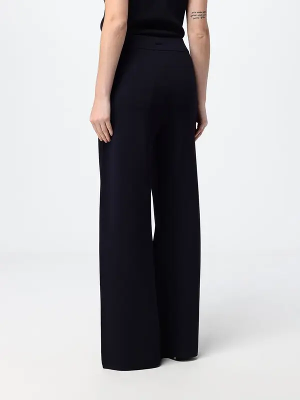 Max Mara Navy Wide Leg Trousers - Blue