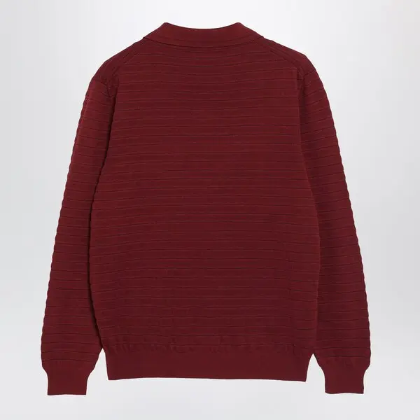 Miu Miu Striped Cotton Pique Polo Sweater - Red
