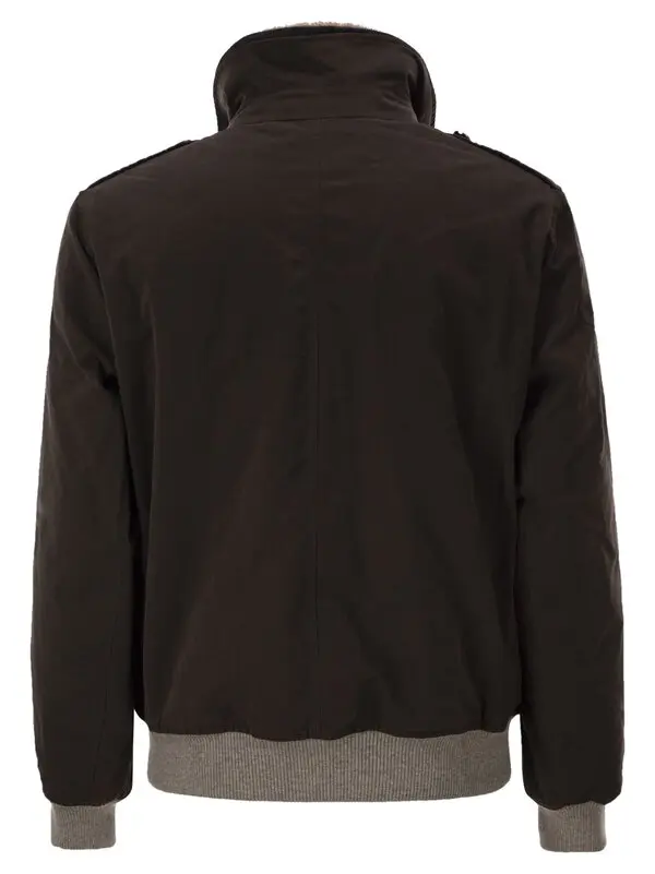 Brunello Cucinelli Padded Bomber Jacket With Shearling Collar And Tailored Details - Brown