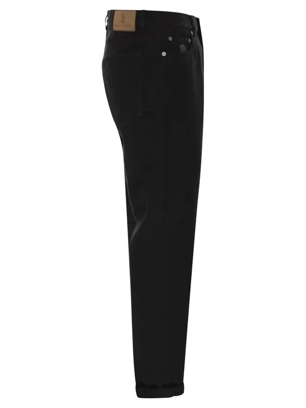 Brunello Cucinelli Five-pocket Cotton Jeans With A Contemporary Silhouette - Black