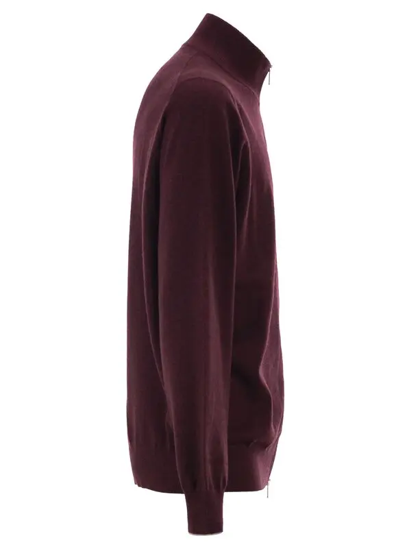 Brunello Cucinelli High-necked Cashmere Cardigan - Red